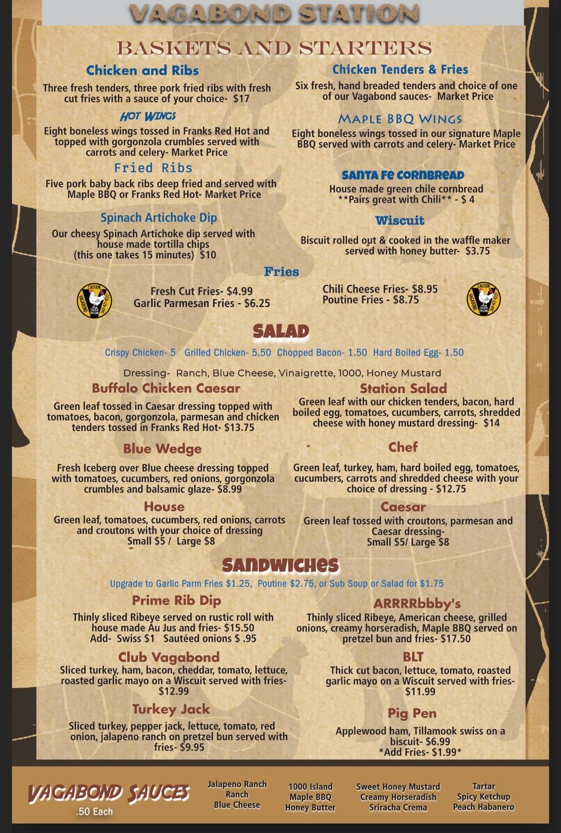 Menu at Vagabond Station restaurant, Anacortes