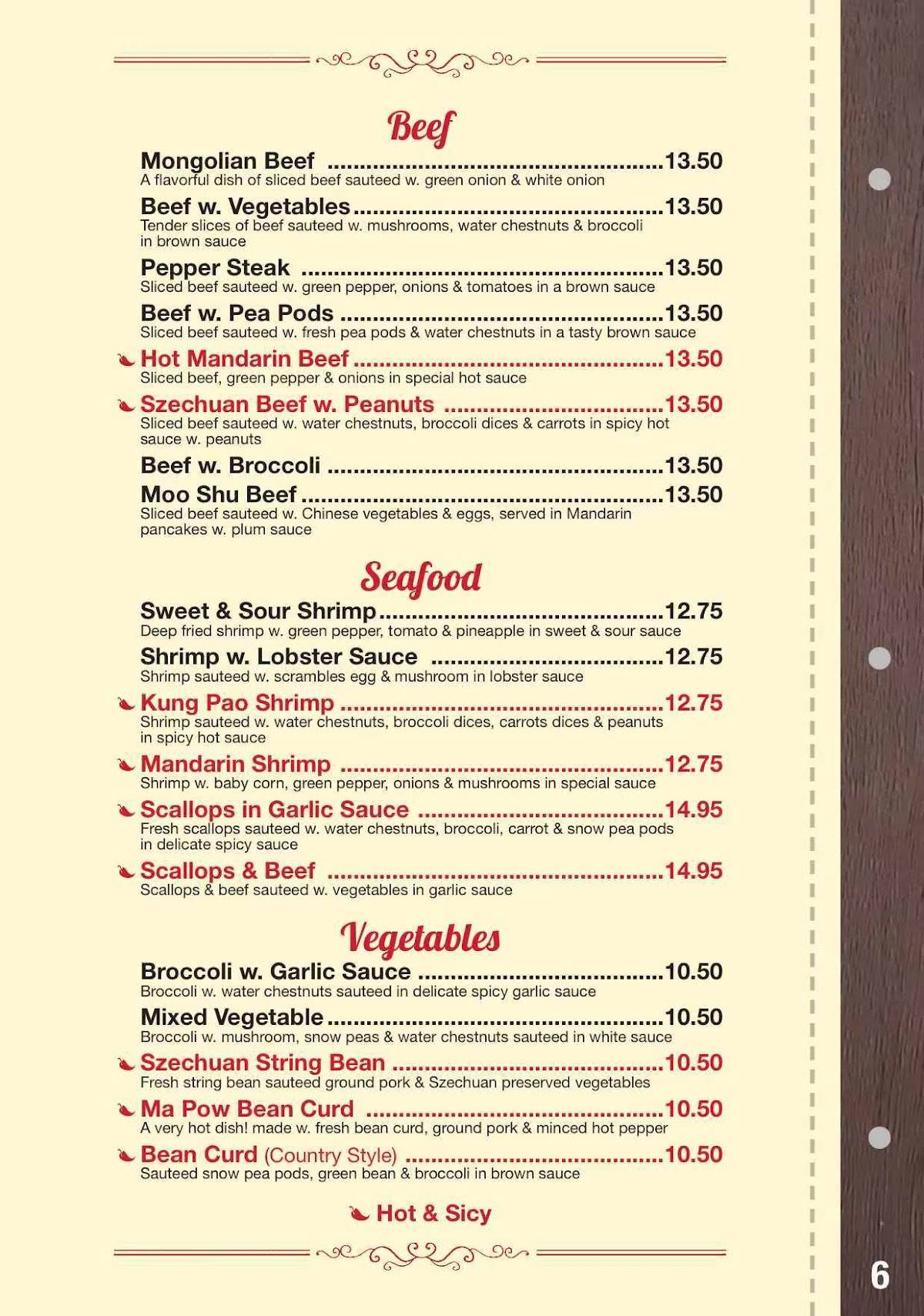 Menu at Valley restaurant, Granger