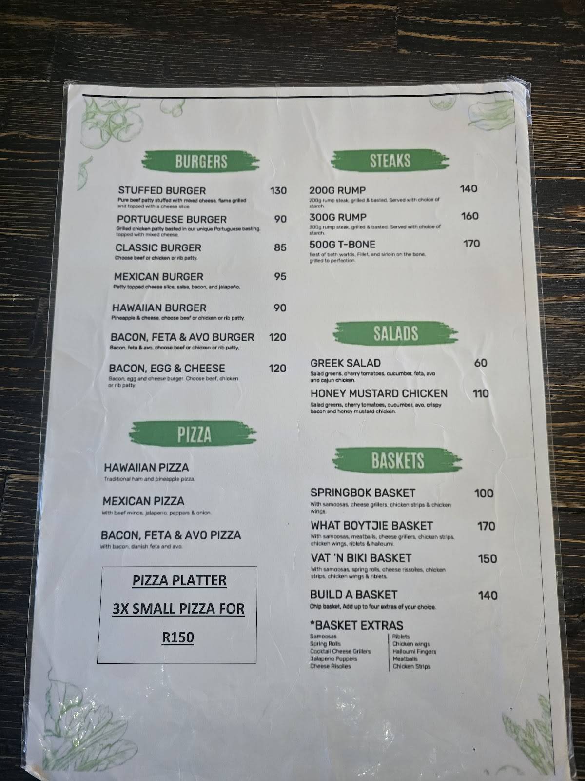 Menu at Vat N Biki Pub Krugersdorp, Krugersdorp