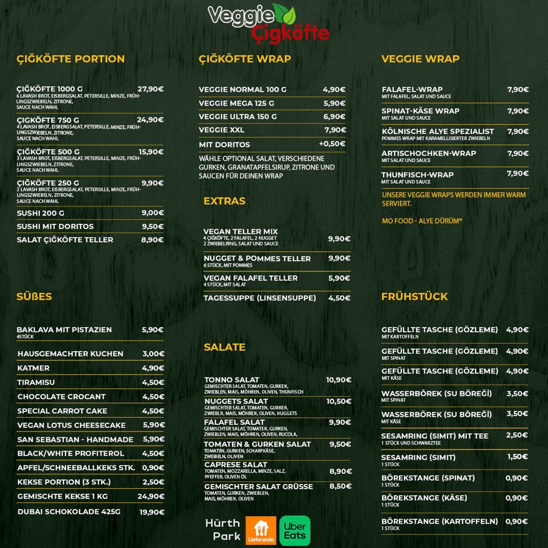 Menu au Veggie Café Hürth, Hürth