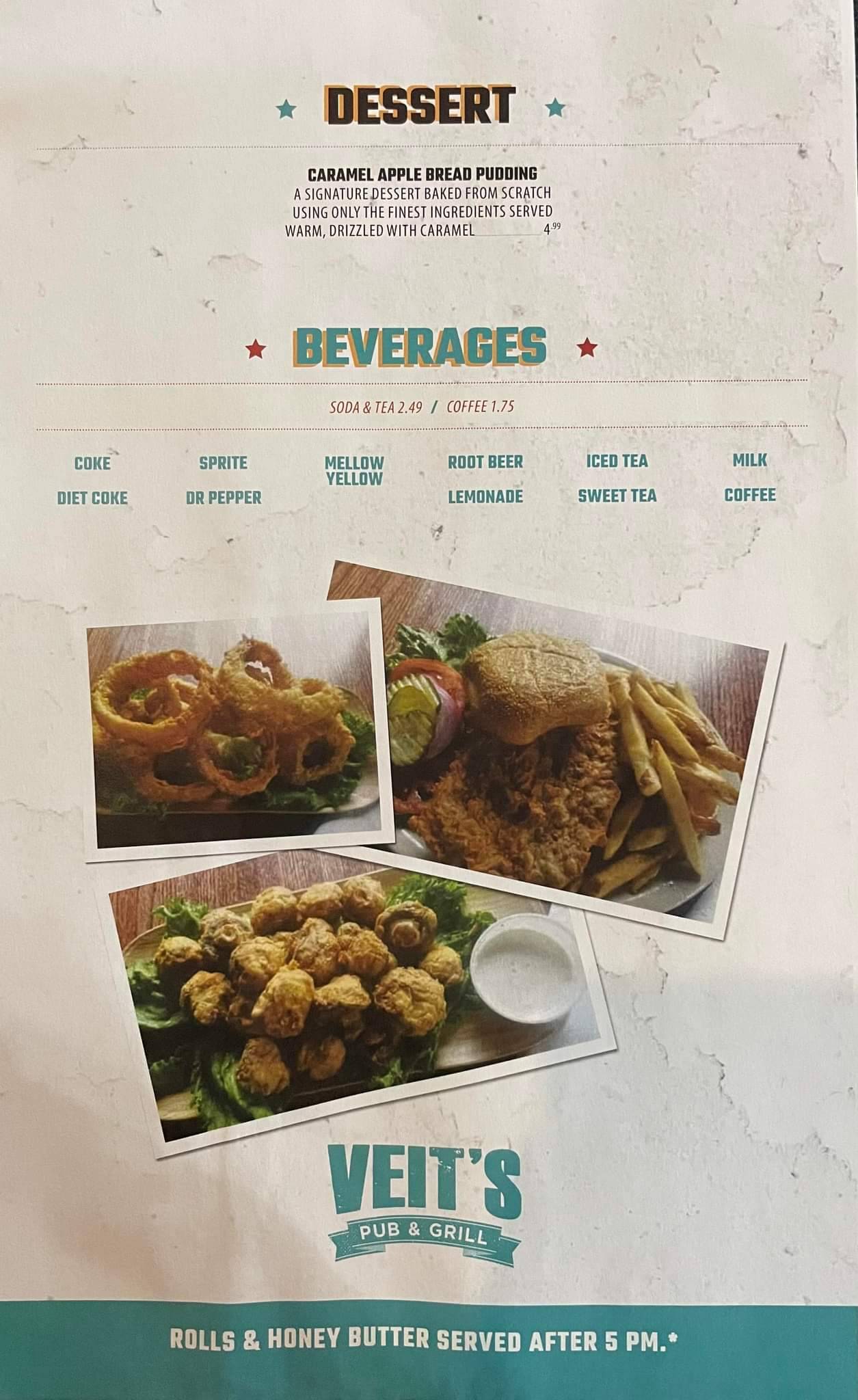 Menu at Veit's Pub & Grill, Jefferson City