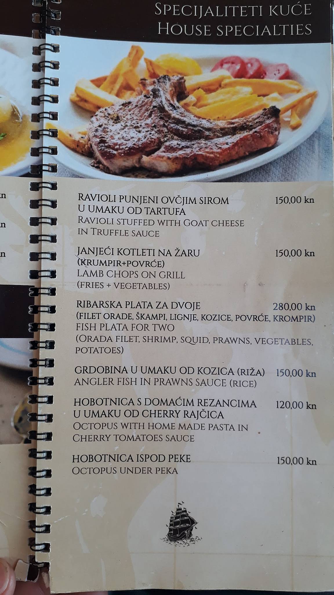 Menu at Restoran Nautika restaurant, Vela Luka