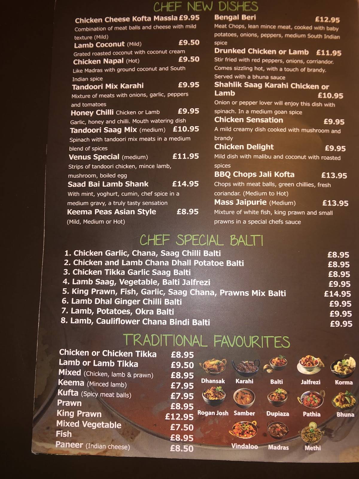 Menu at Venus Lounge restaurant Heywood, Heywood
