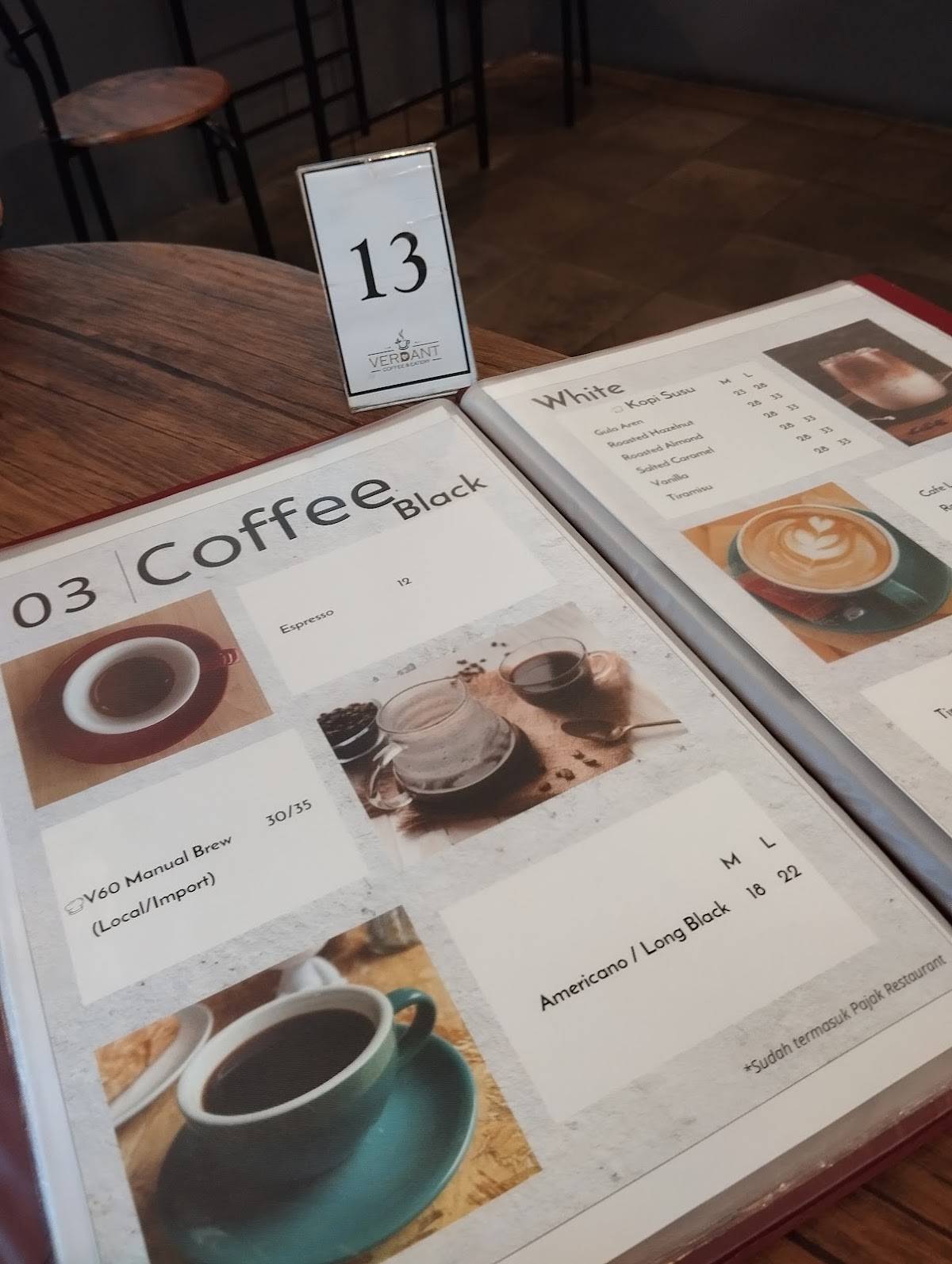 Menu at Verdant Coffee & Eatery restaurant, Bogor