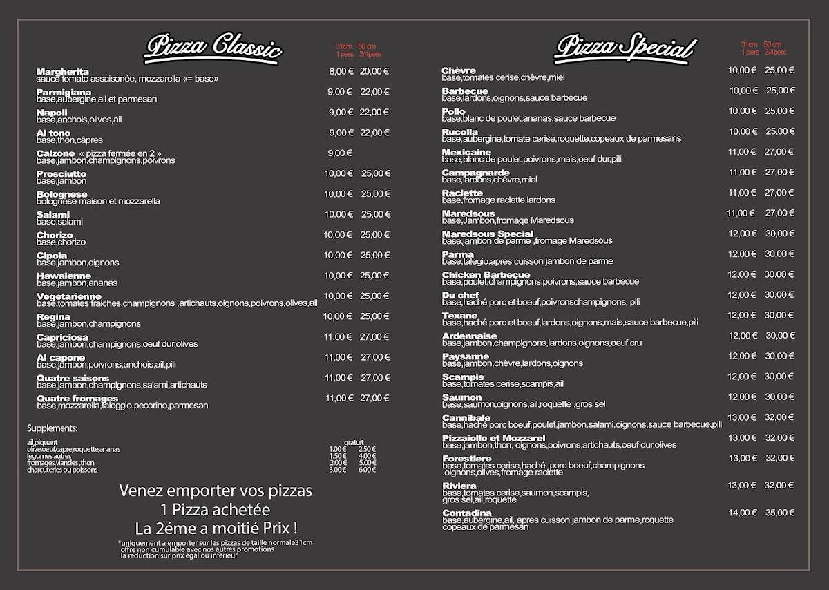 Speisekarte von Via Pizza, Namur
