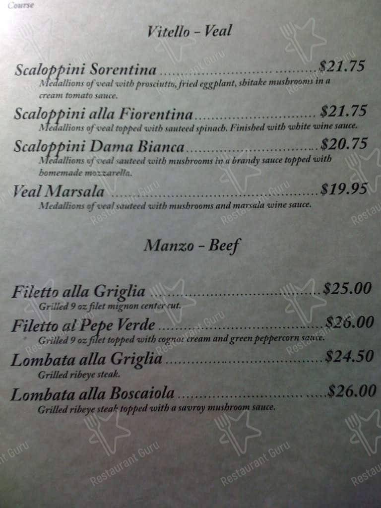 Menu at Via Roma Italian Restaurant, Hot Springs