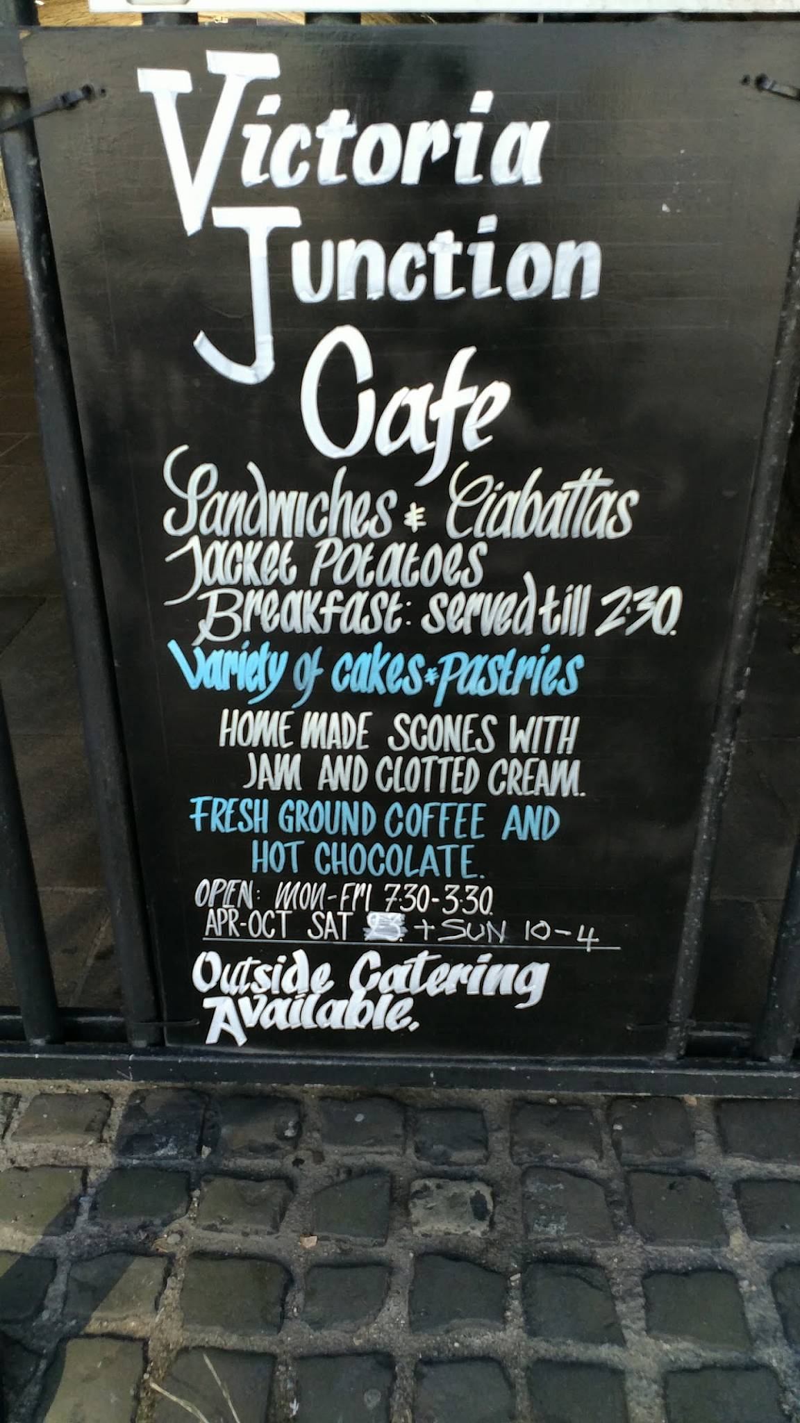Menu at Victoria Junction cafe, Sheffield