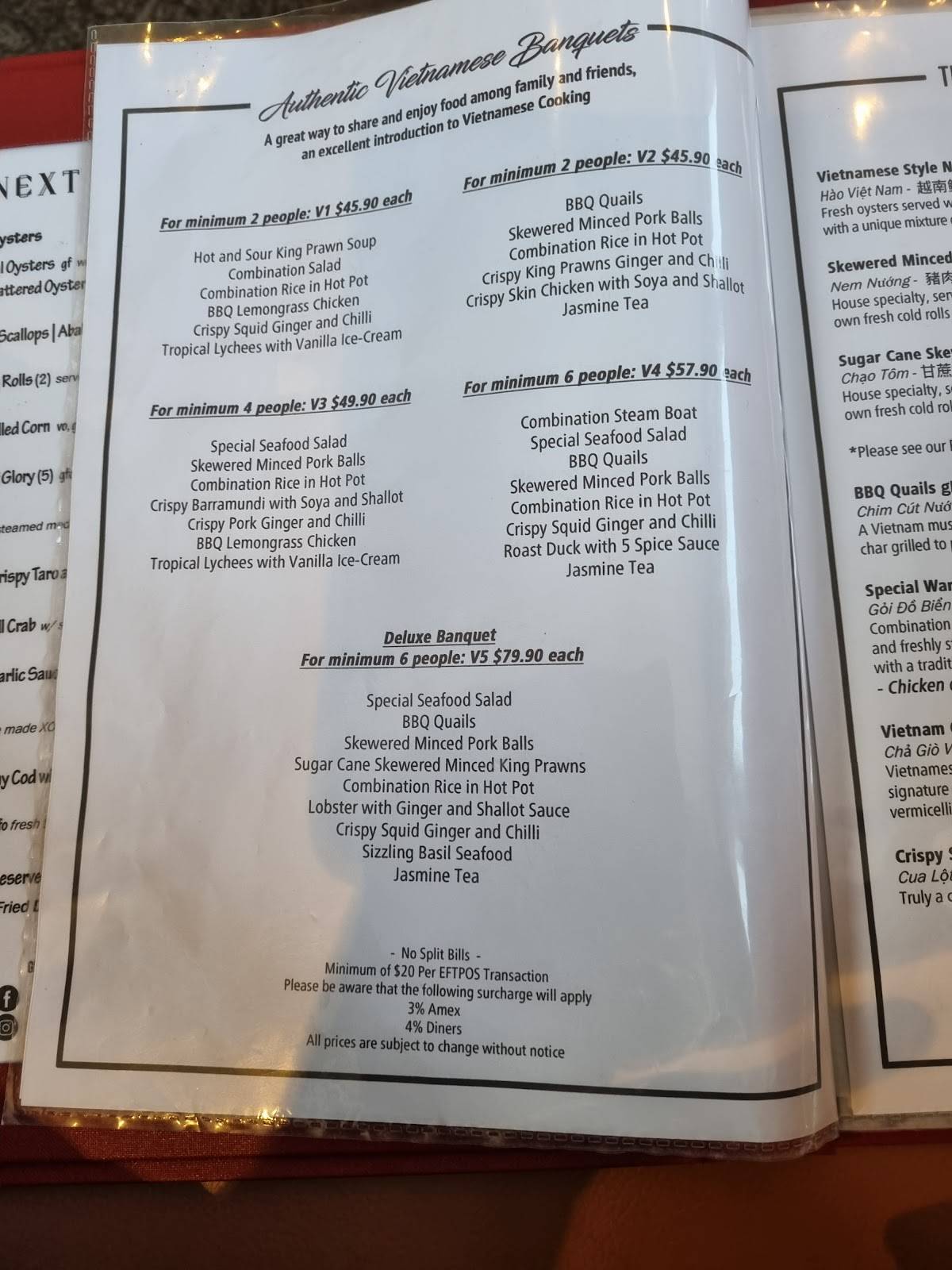 Menu at Vietnam Restaurant, Pennington