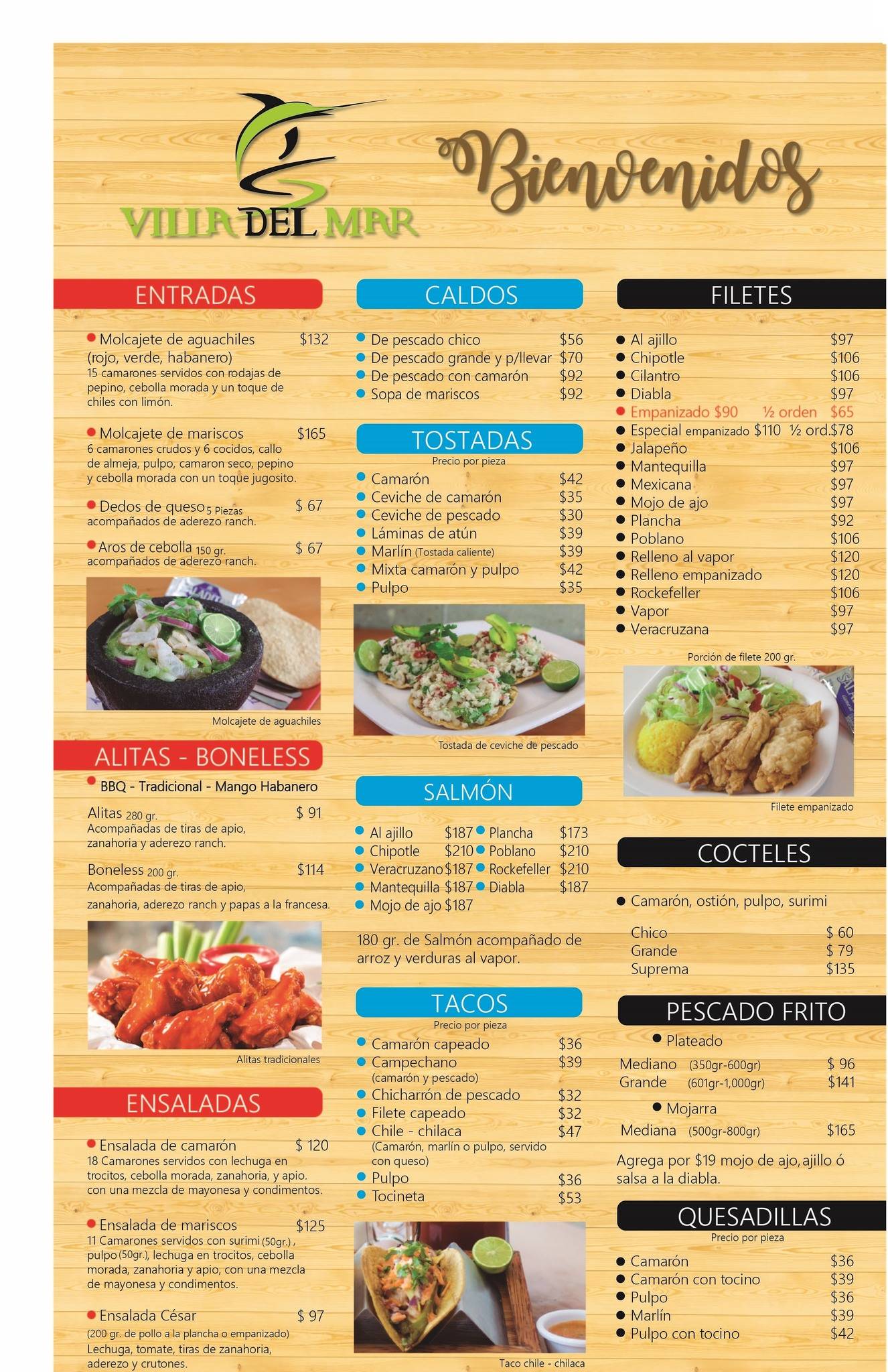 Carta del restaurante Villa Del Mar, Francisco I. Madero
