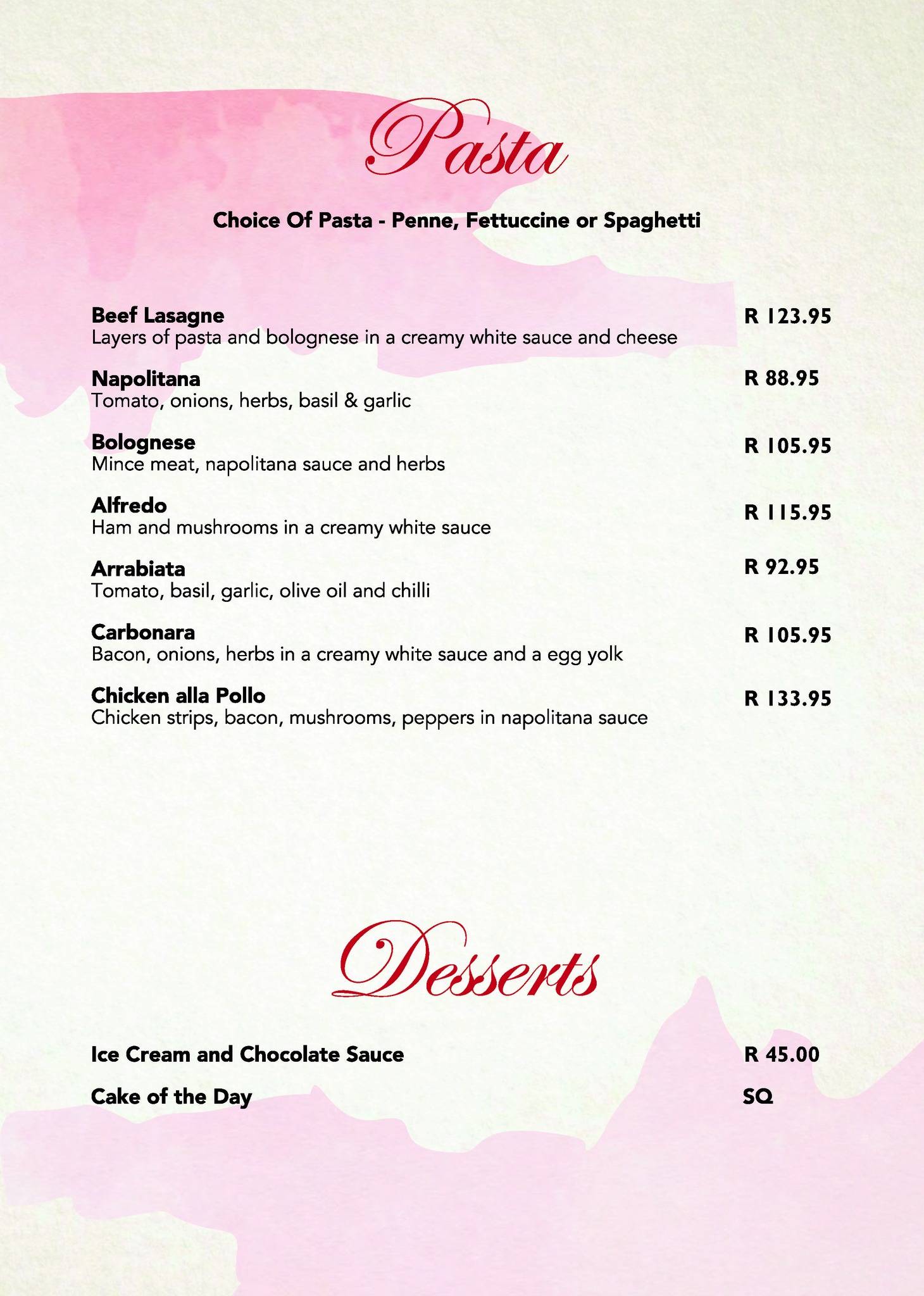 Menu at Viva Vita Family Restaurant, Centurion