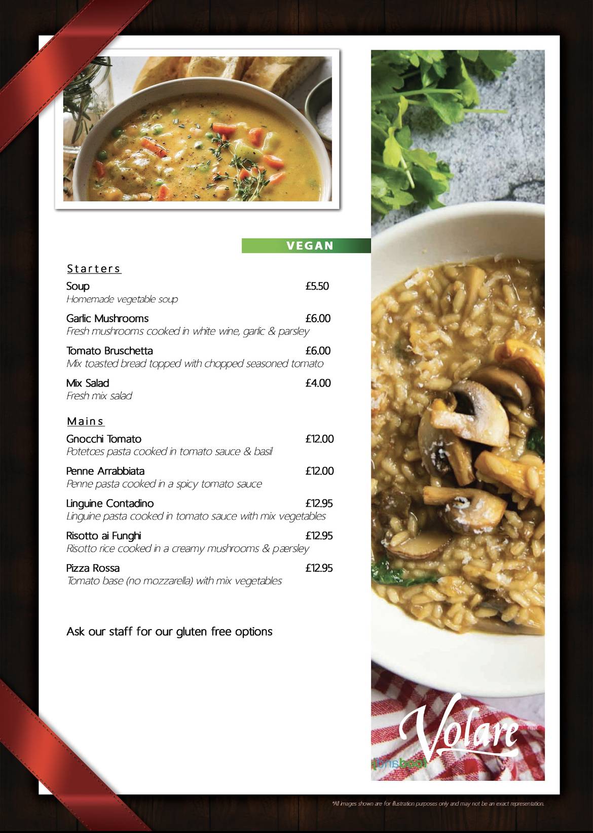 Menu at Volare Italian Restaurant, Caerphilly