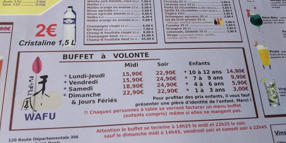 Menu au Wafu Buffet restaurant, Vert-Saint-Denis