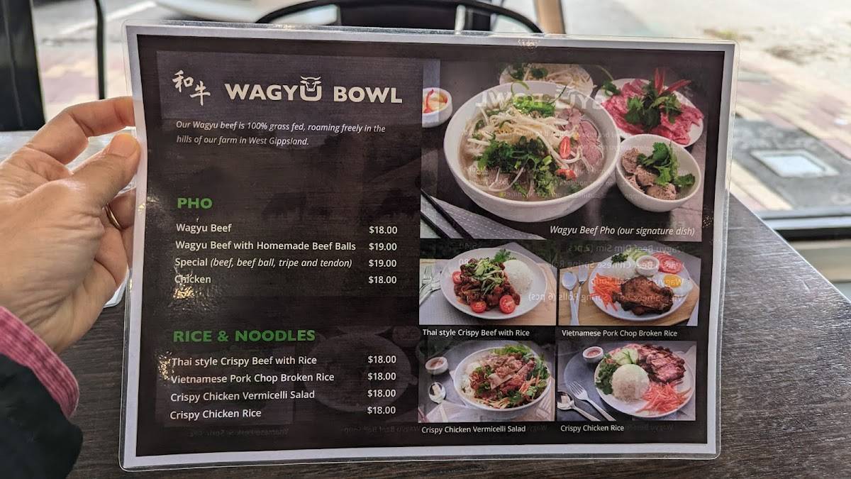 Menu at Wagyu Bowl restaurant, Ashwood