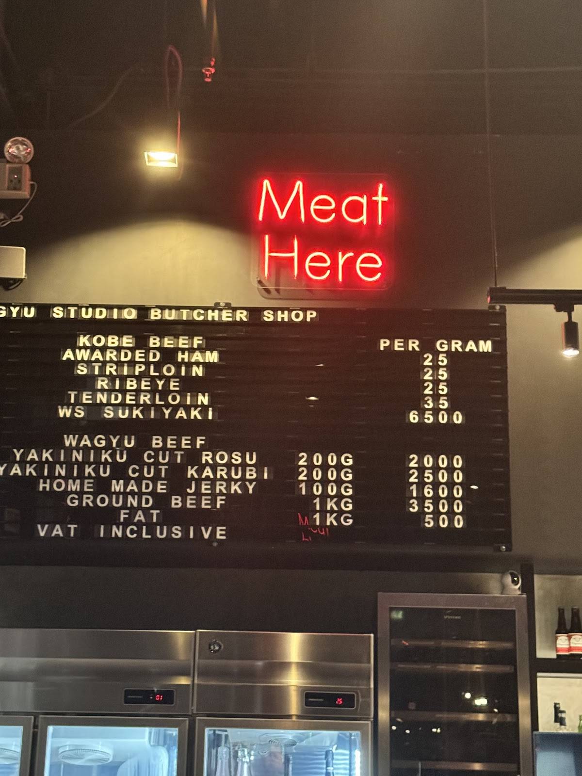 Carta de parrilla Wagyu Studio, Taguig