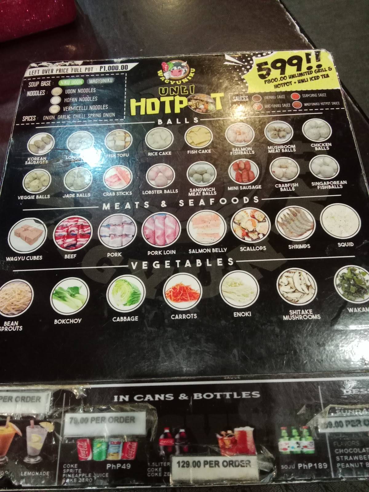 Menu at Wagyuniku Silang restaurant, Silang