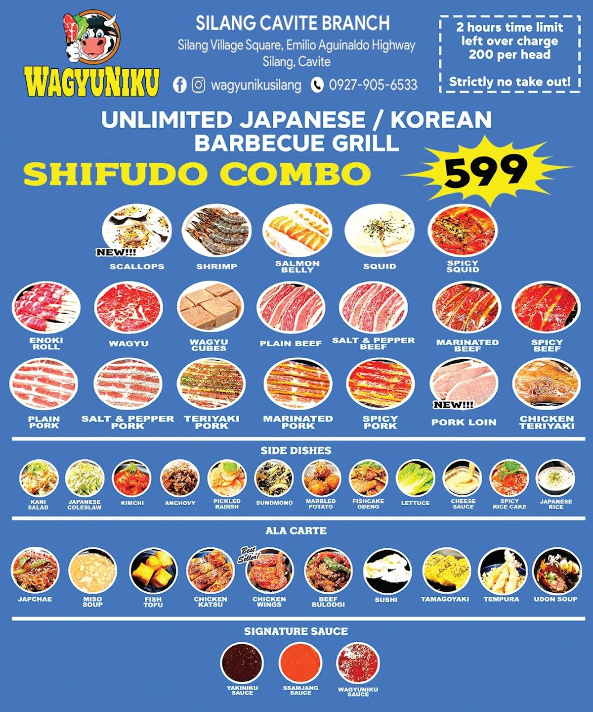Carta del restaurante Wagyuniku Silang, Silang