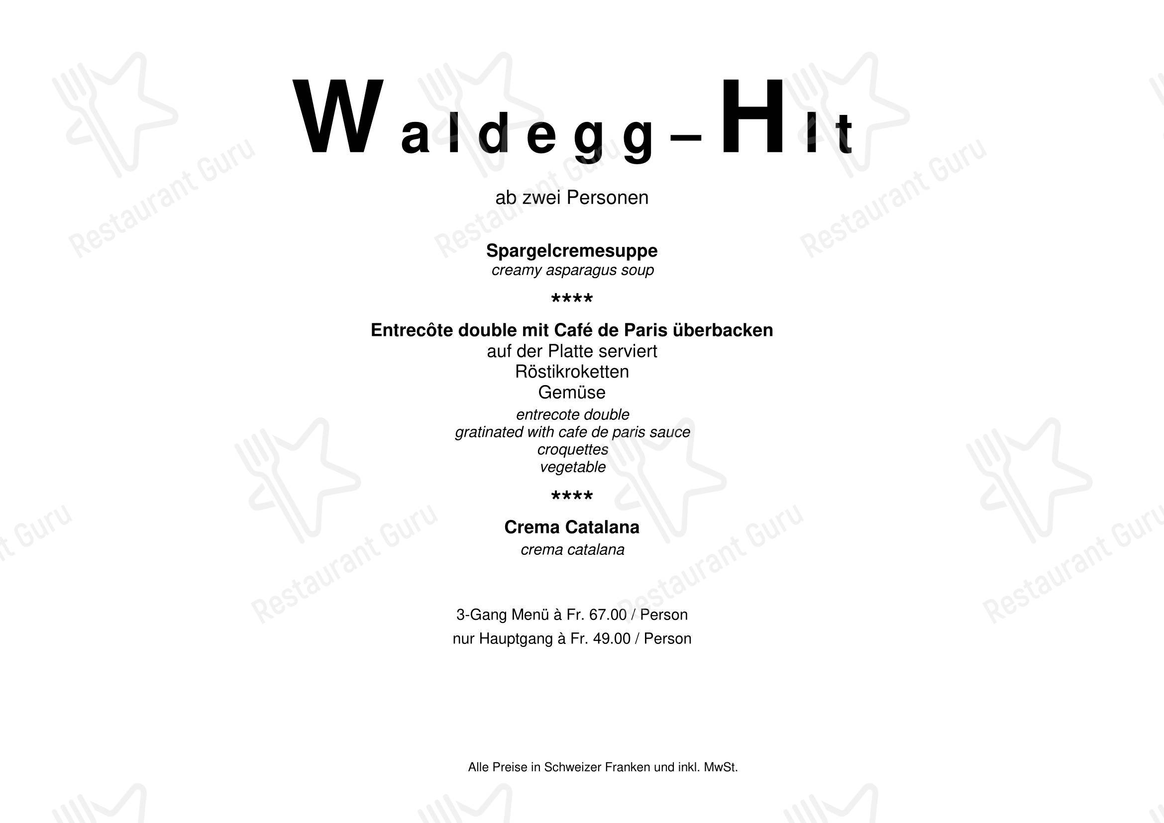 Speisekarte von Restaurant Waldegg, Horw