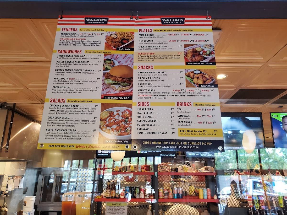 Menu at Waldo's Chicken & Beer restaurant, Nashville, 4th Ave N #103