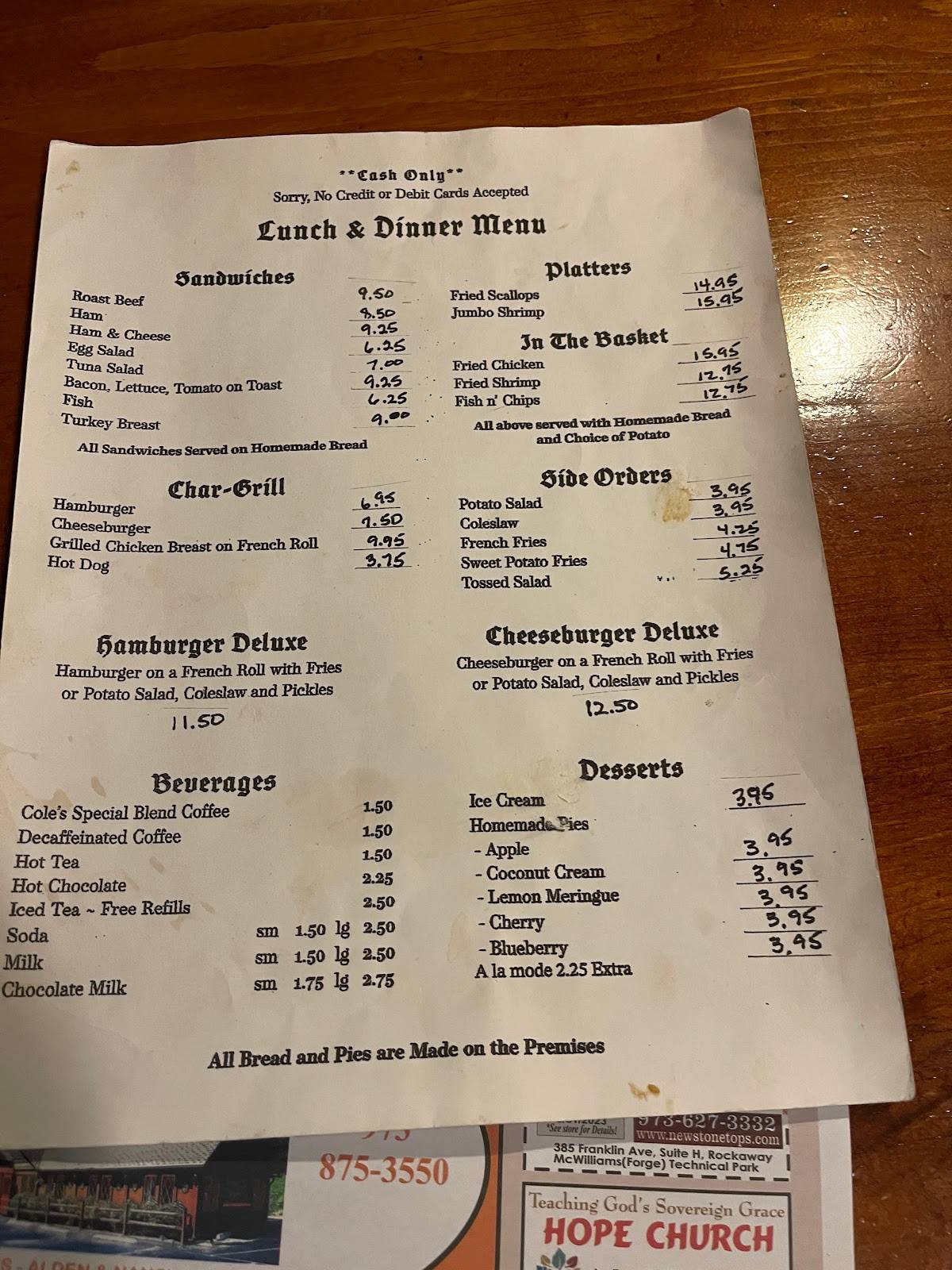 Menu at Elias Cole restaurant, Wantage