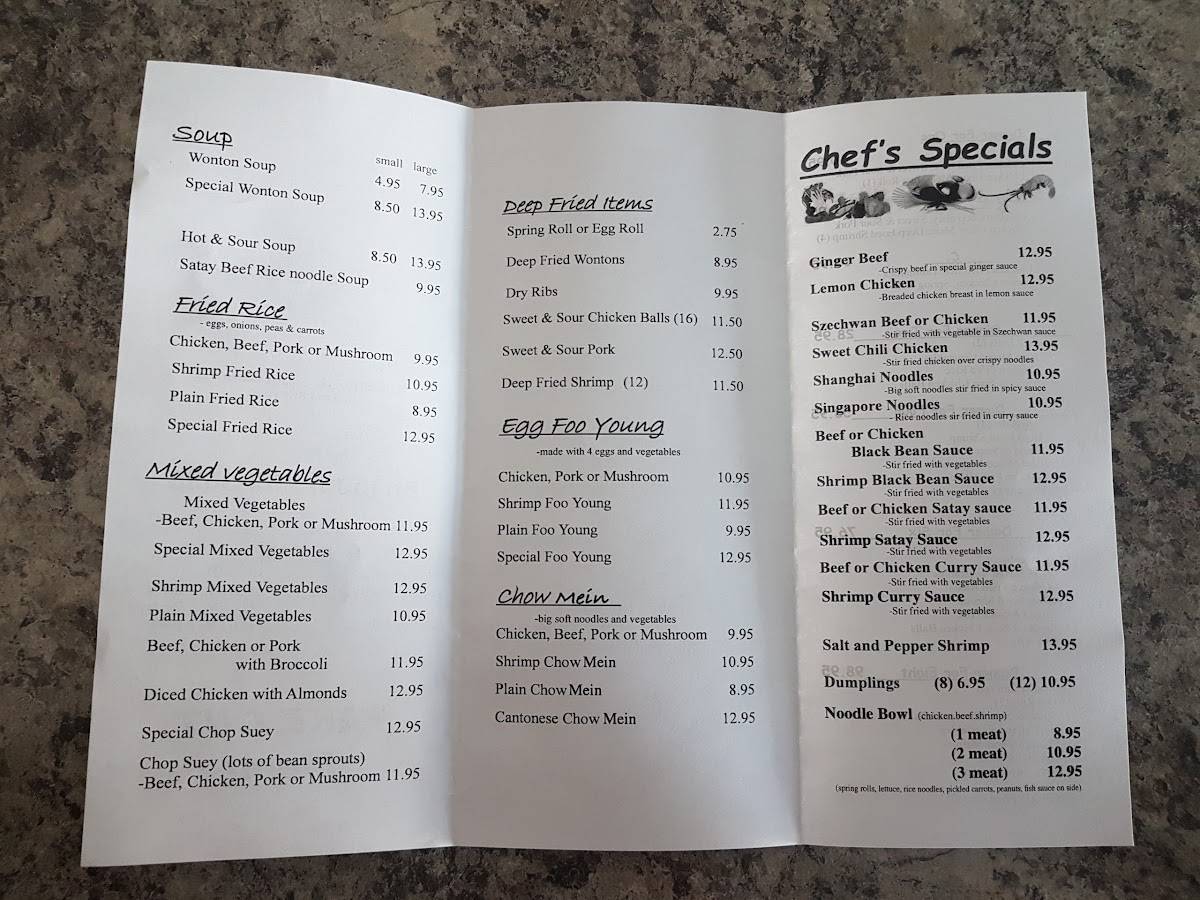 Menu at Warman Wok restaurant, Warman