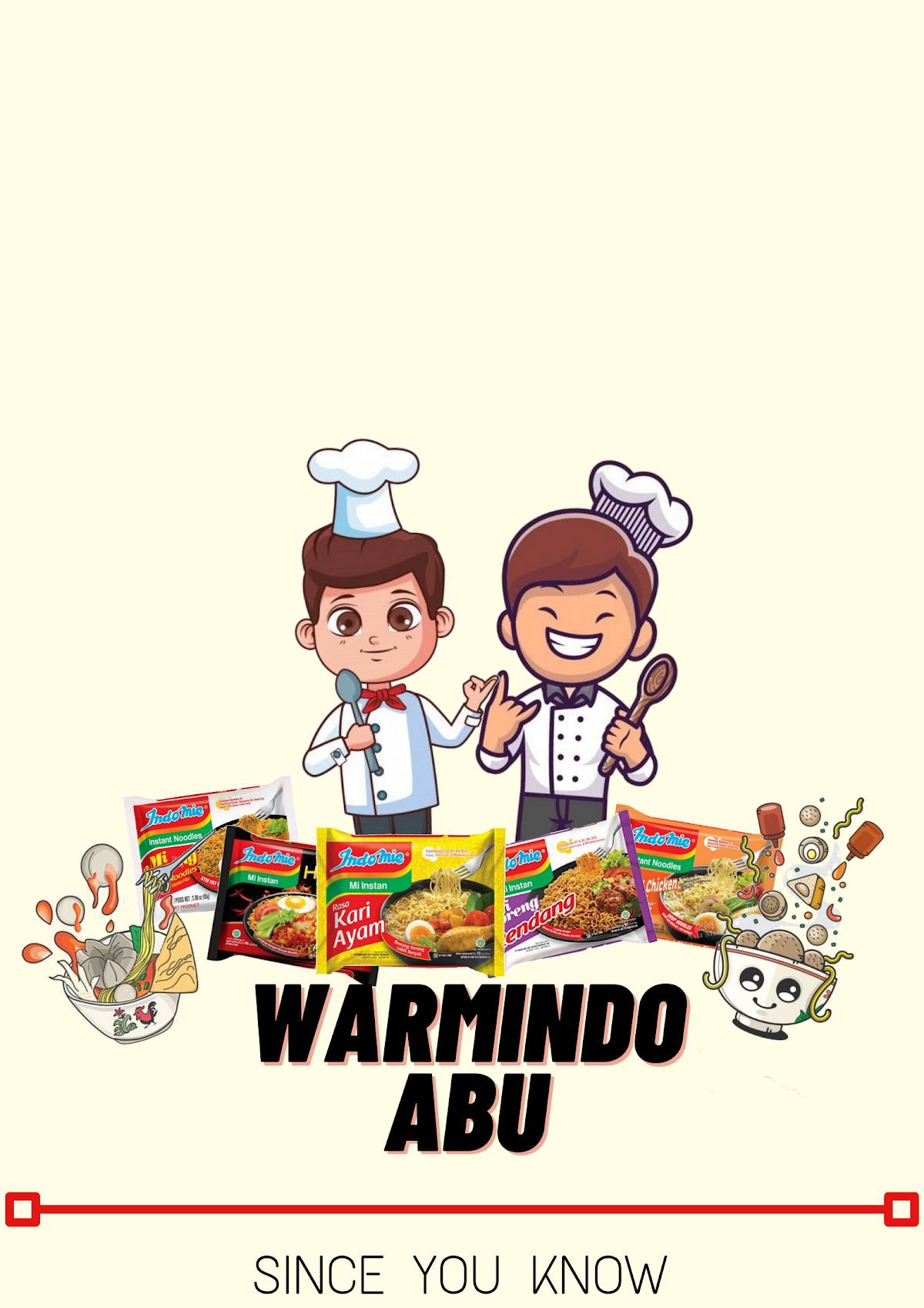 Menu at Warmindo Abu restaurant, Bandung
