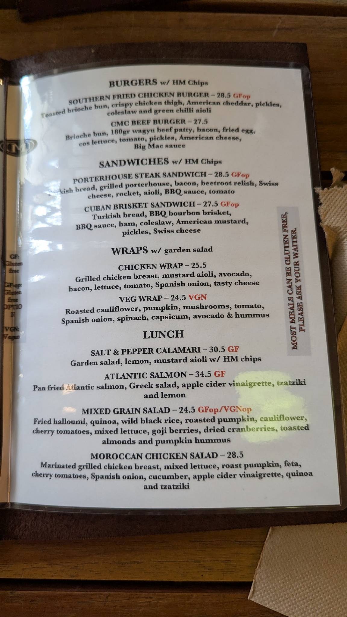Menu at Cocoa Moon Cafe, Warrandyte