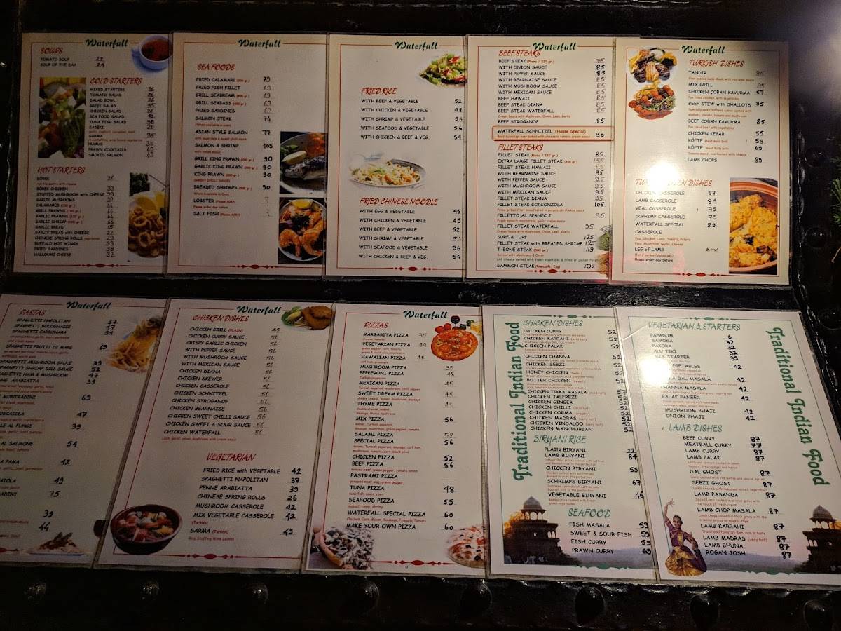 Menu at Waterfall Restoran, İçmeler Belediyesi