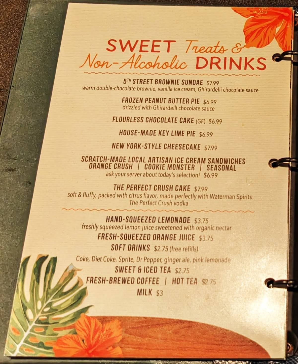 Menu at Waterman's Surfside Grille pub & bar, Virginia Beach