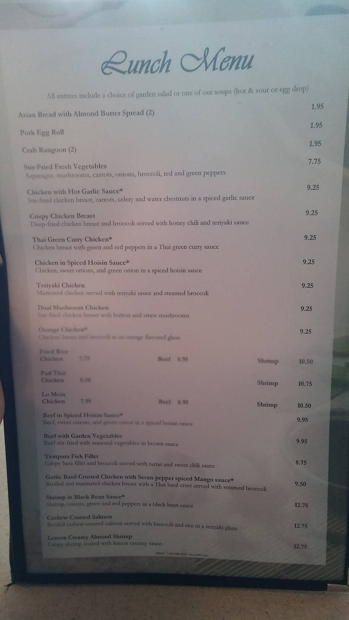 Menu at Wave Bistro restaurant, Omaha