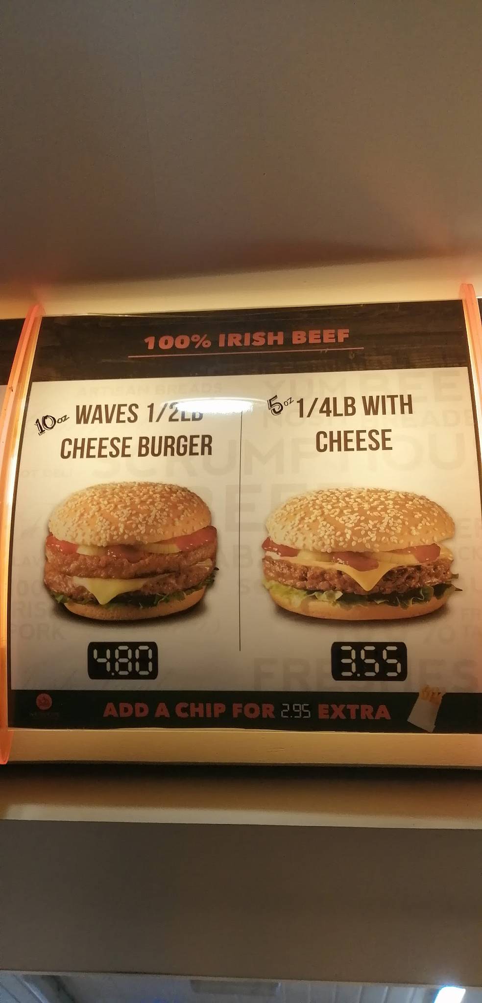Menu at Waves fast food, Randalstown
