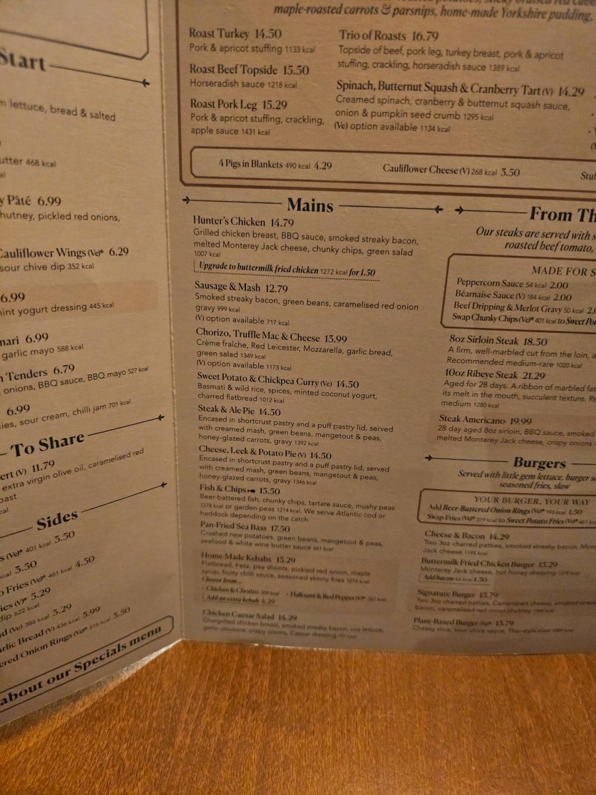 Menu at Wellington pub & bar, Brecon