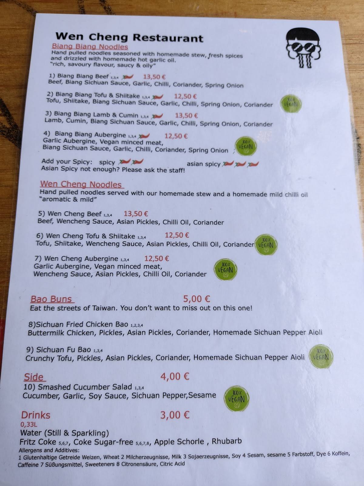 Speisekarte von Wen Cheng 1 restaurant, Berlin, Schönhauser Allee 65