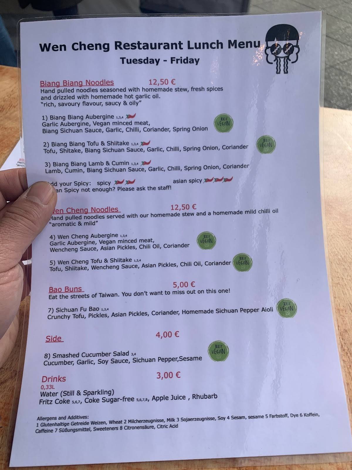 Speisekarte von Wen Cheng 1 restaurant, Berlin, Schönhauser Allee 65