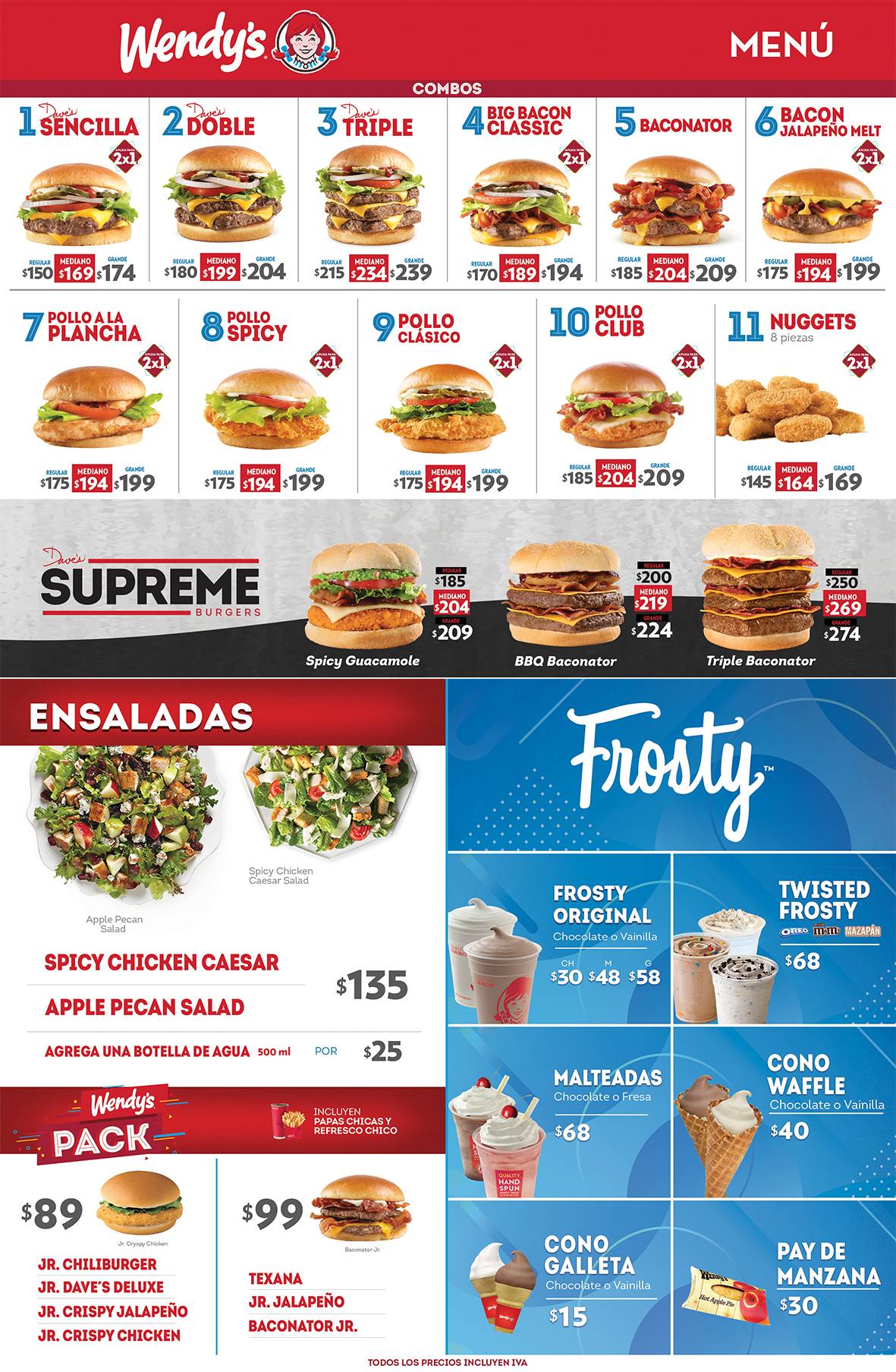 Carta del restaurante Wendy's Chihuahua, Chihuahua
