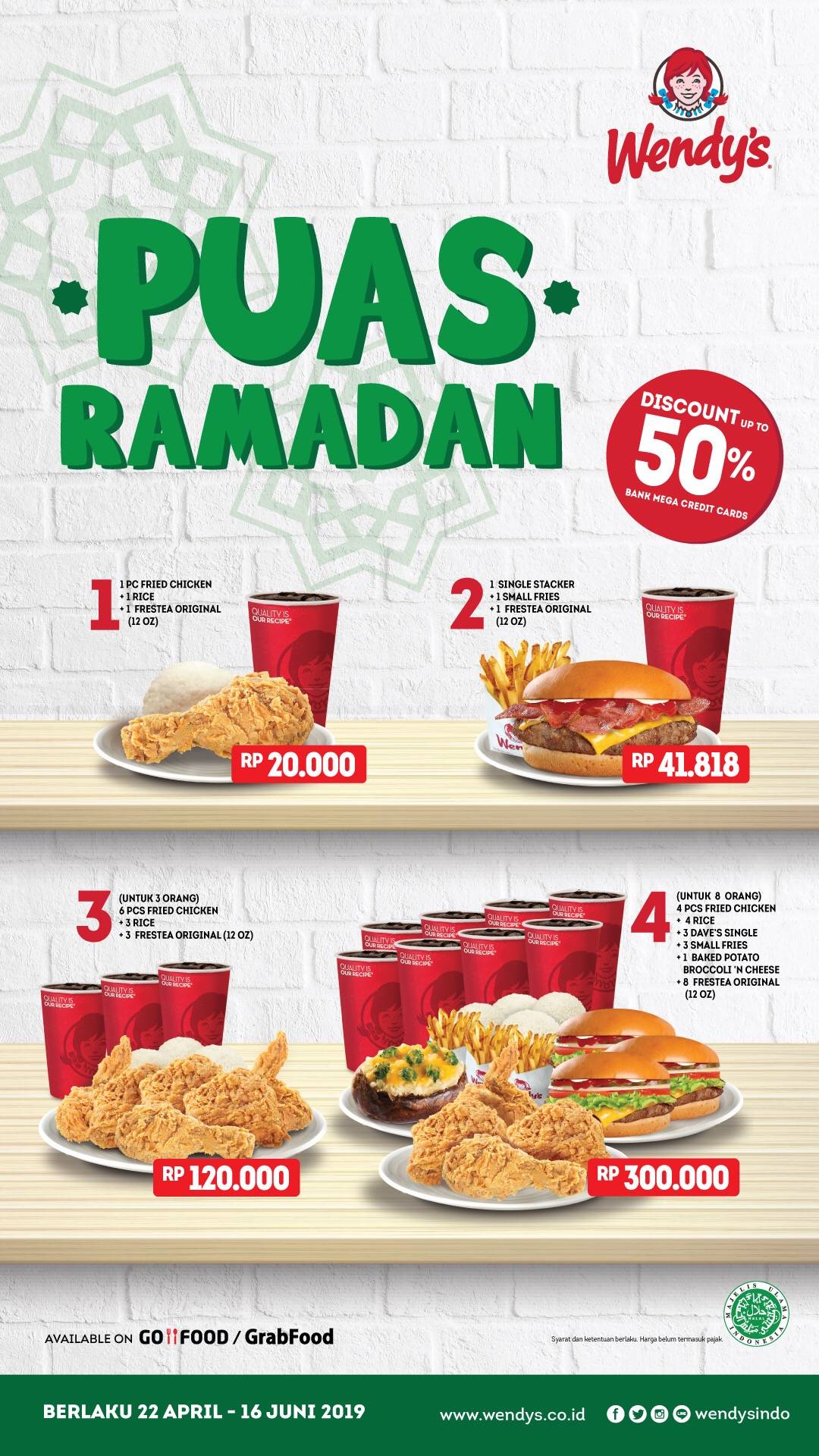 Menu at Wendys Mangga Dua Square restaurant, North Jakarta