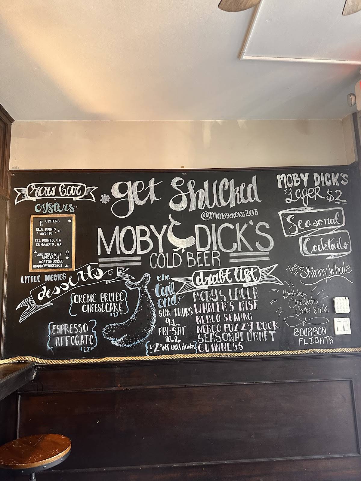 Menu at Moby Dick’s Oyster Bar & Grill, West Haven
