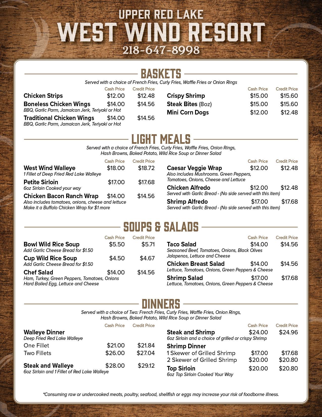 Menu at West Wind pub & bar, Waskish