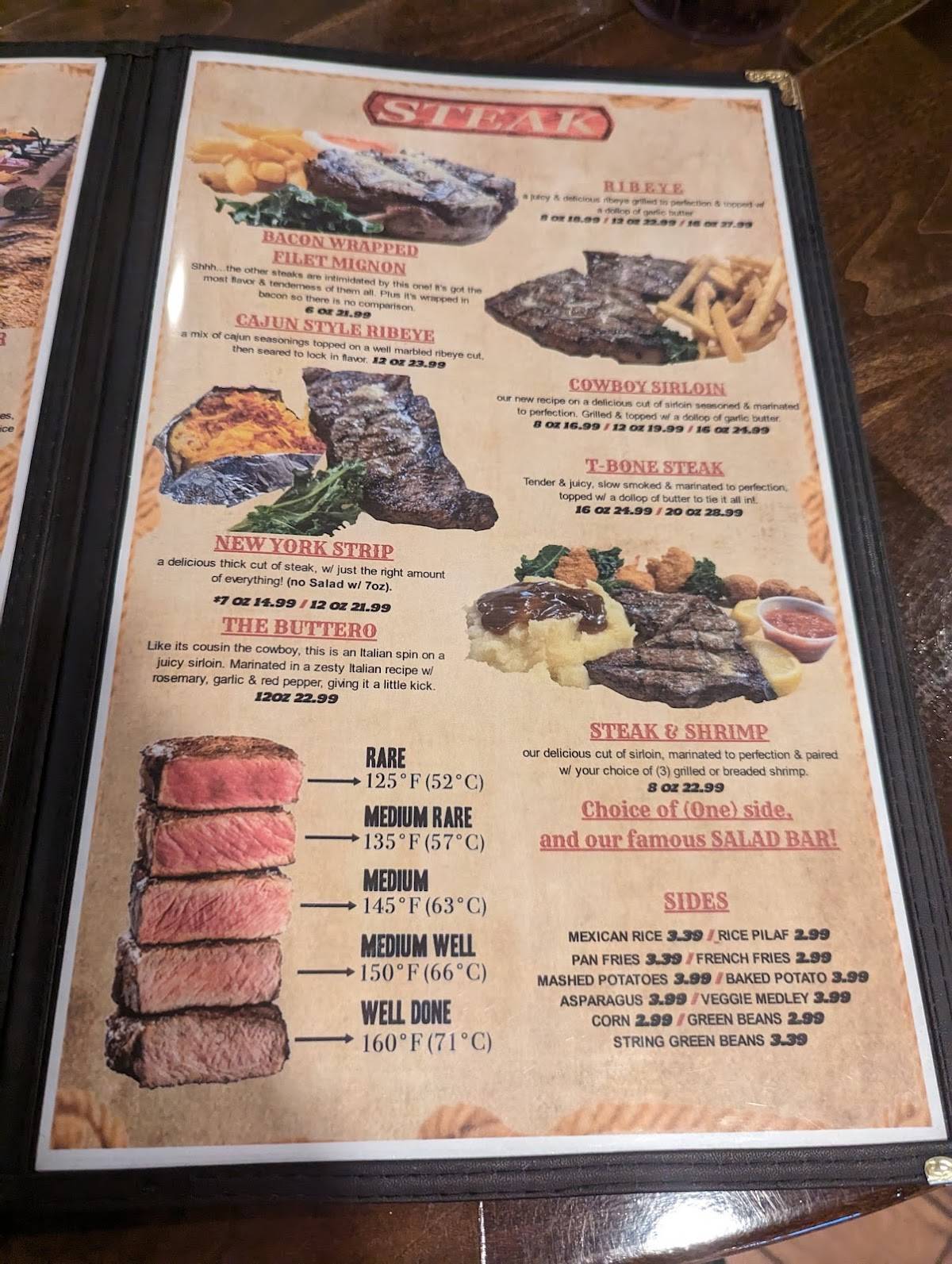 Menu at Western Grill Steak House steakhouse, Andrews