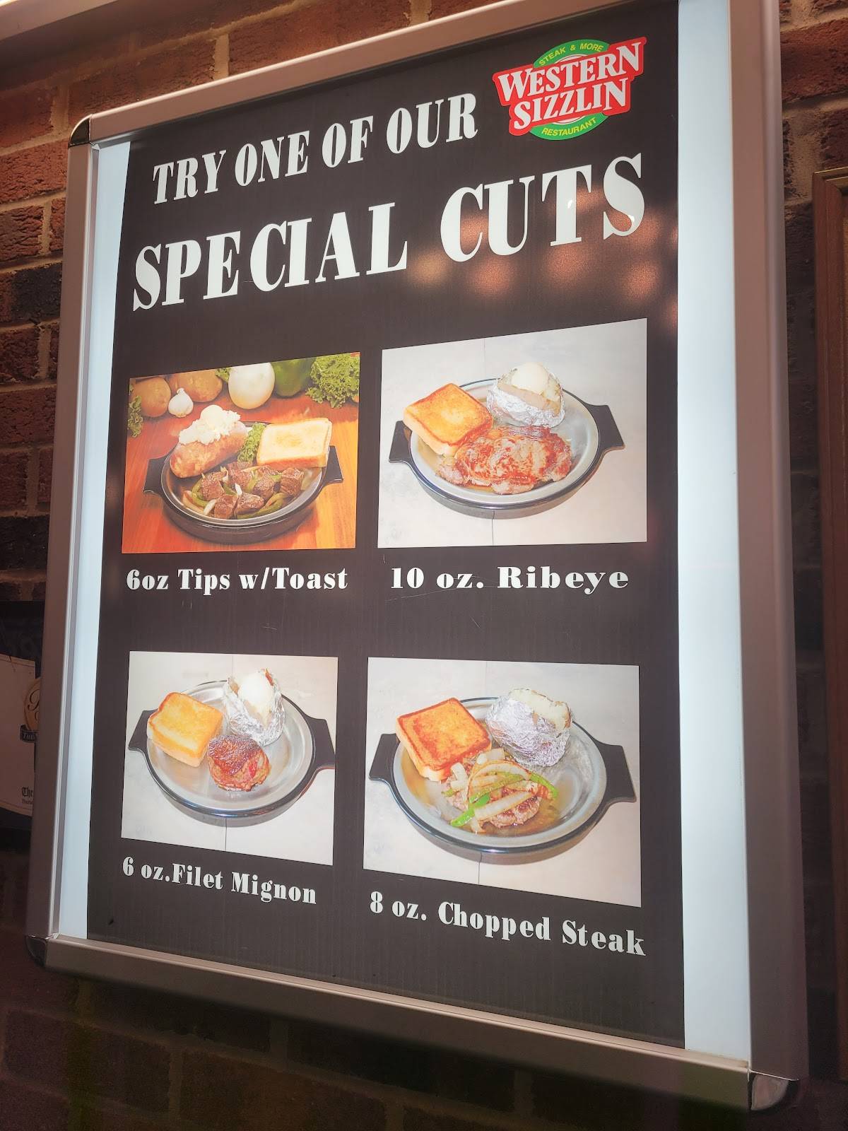 Menu at Western Sizzlin steakhouse, Wilson