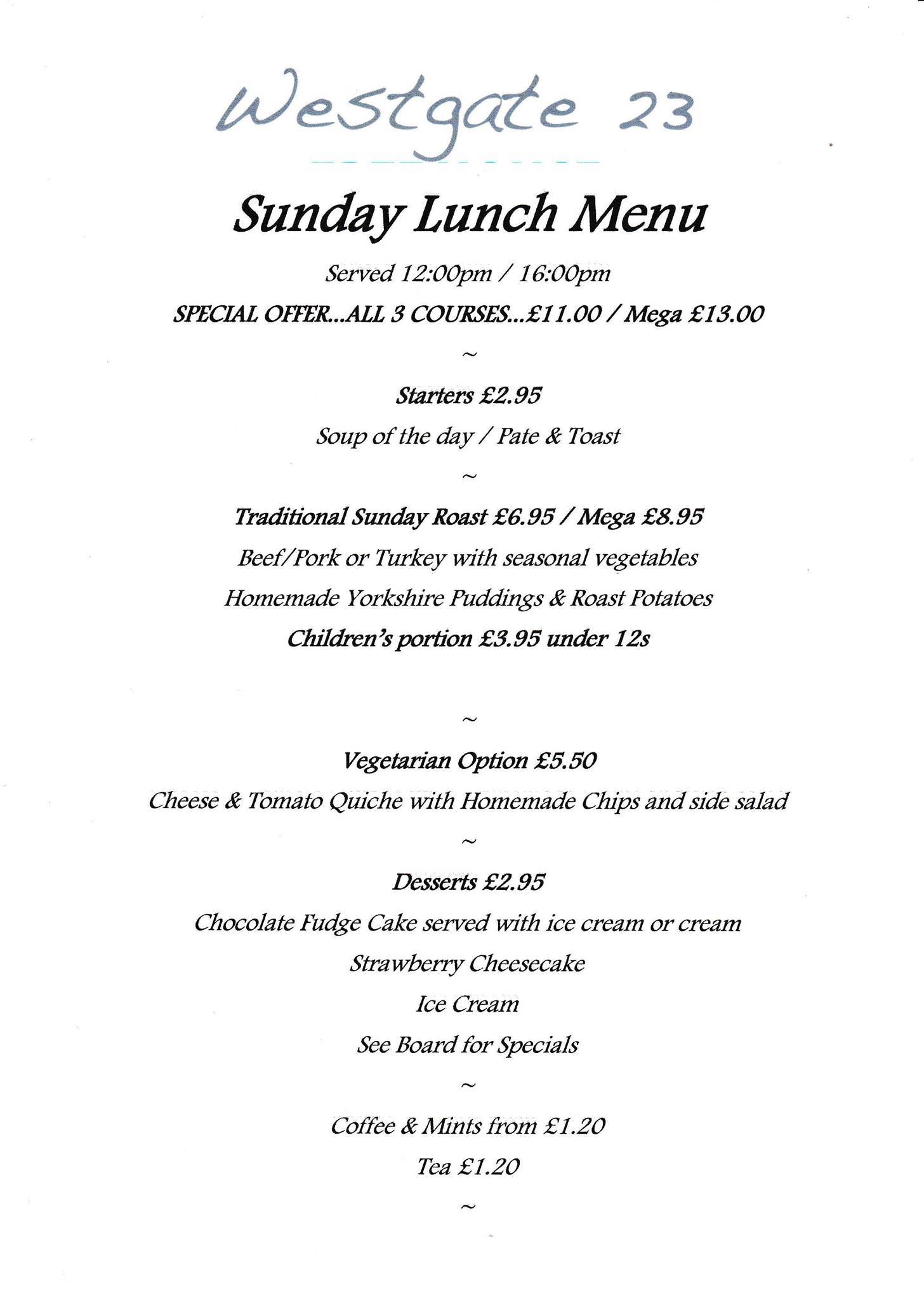 Menu at Westgate 23 pub & bar, Heckmondwike