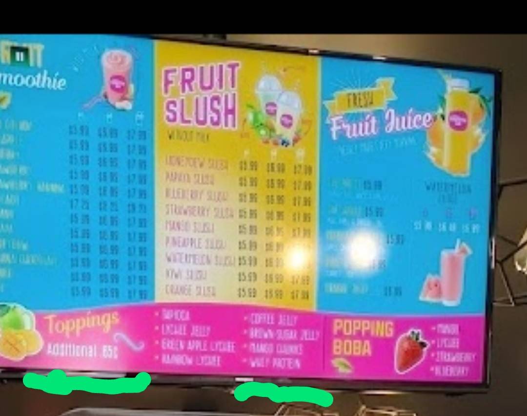 Menu at Weston Smoothie Cafe, Toronto