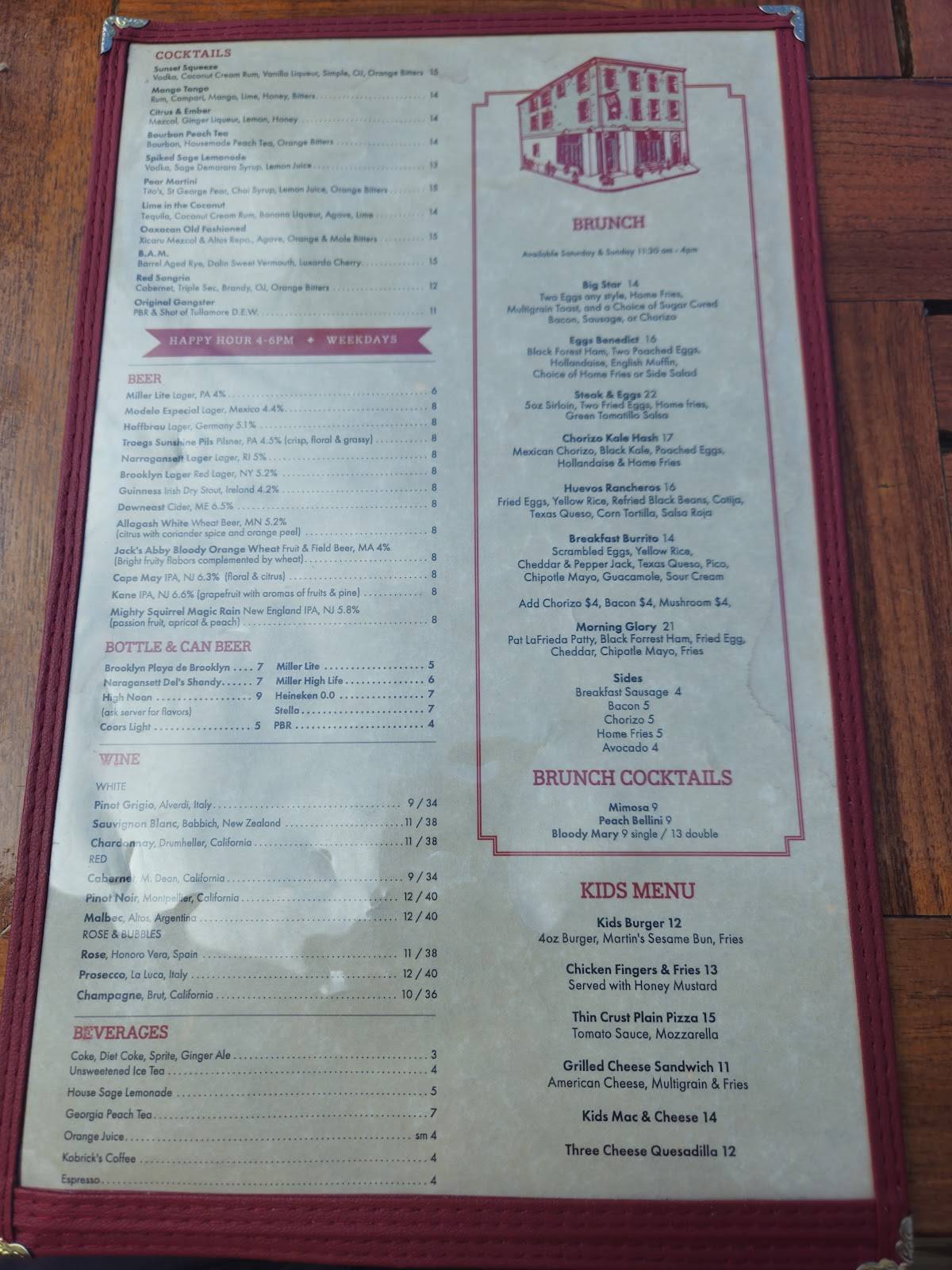 Carta del restaurante White Star Warren St, Jersey City, 179 Warren St