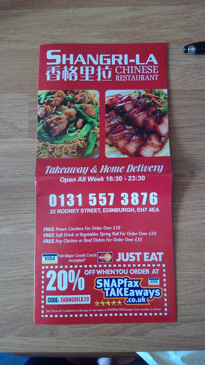 Menu at Wicked Wok restaurant, Edinburgh