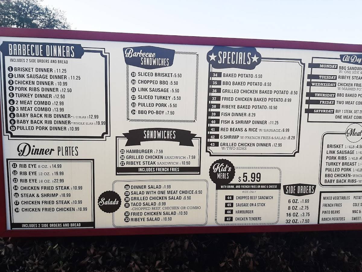 Menu at Wild West BBQ, Angleton