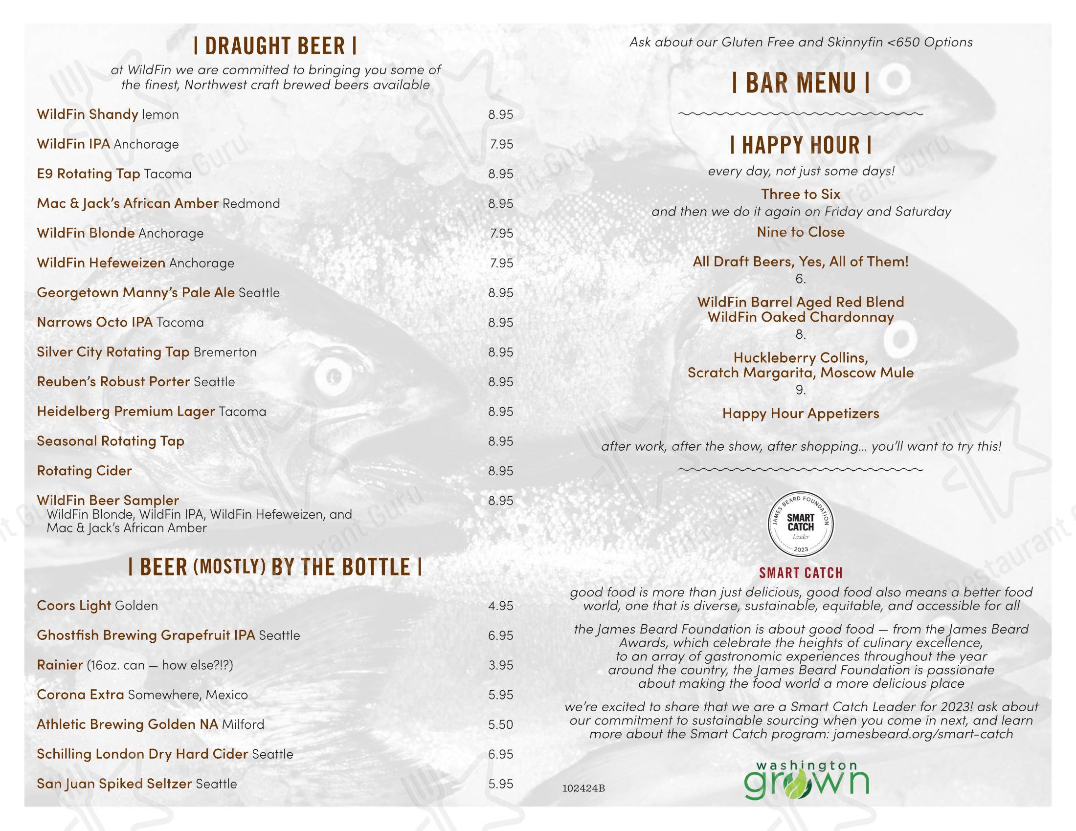 Menu at WildFin American Grill - Beaverton pub & bar, Beaverton