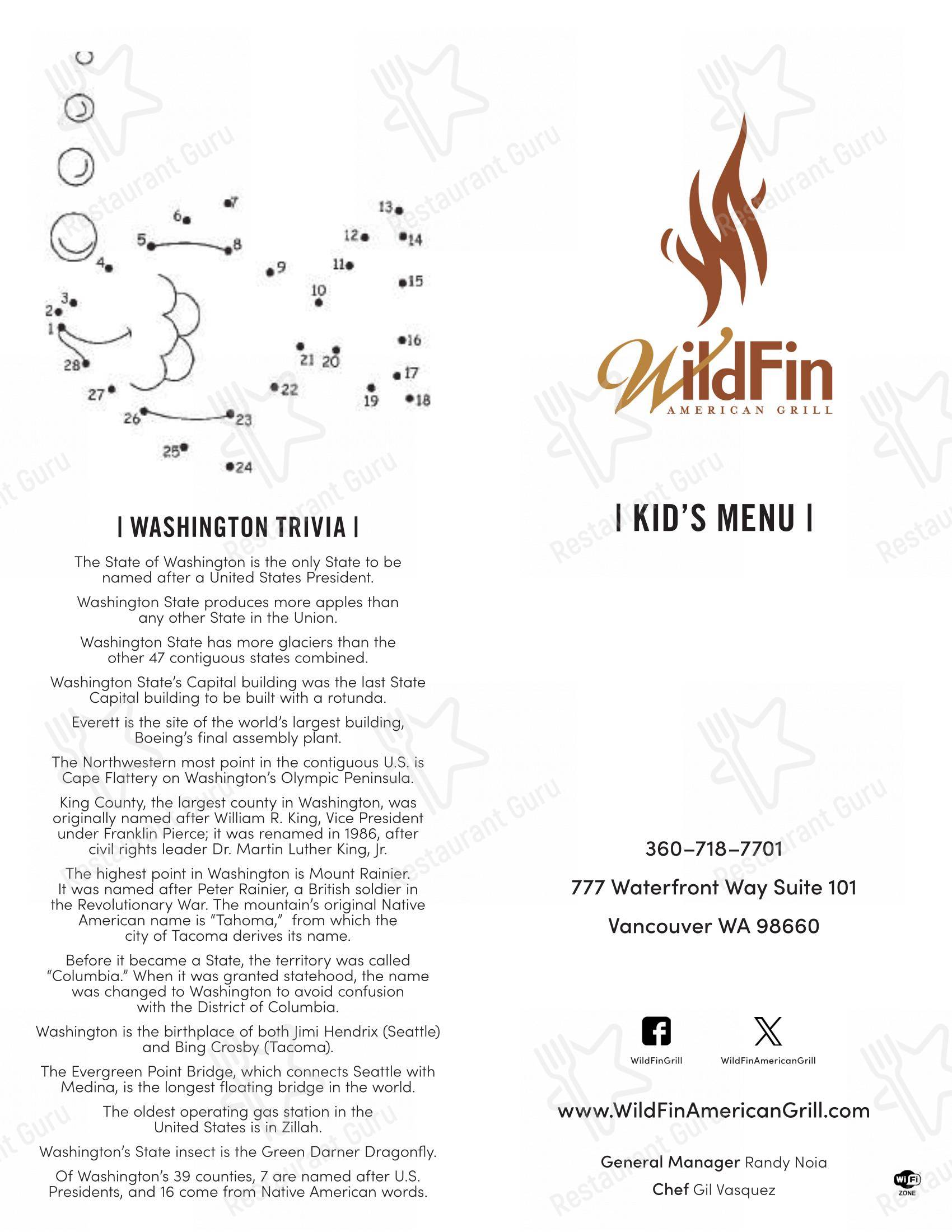 Menu at WildFin American Grill - Beaverton pub & bar, Beaverton