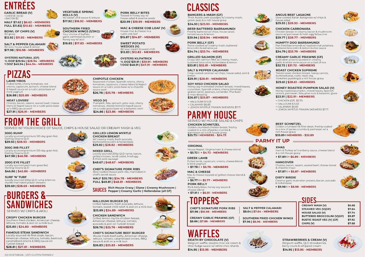 Menu at Windaroo Tavern restaurant, Windaroo, 159-163 Beaudesert ...