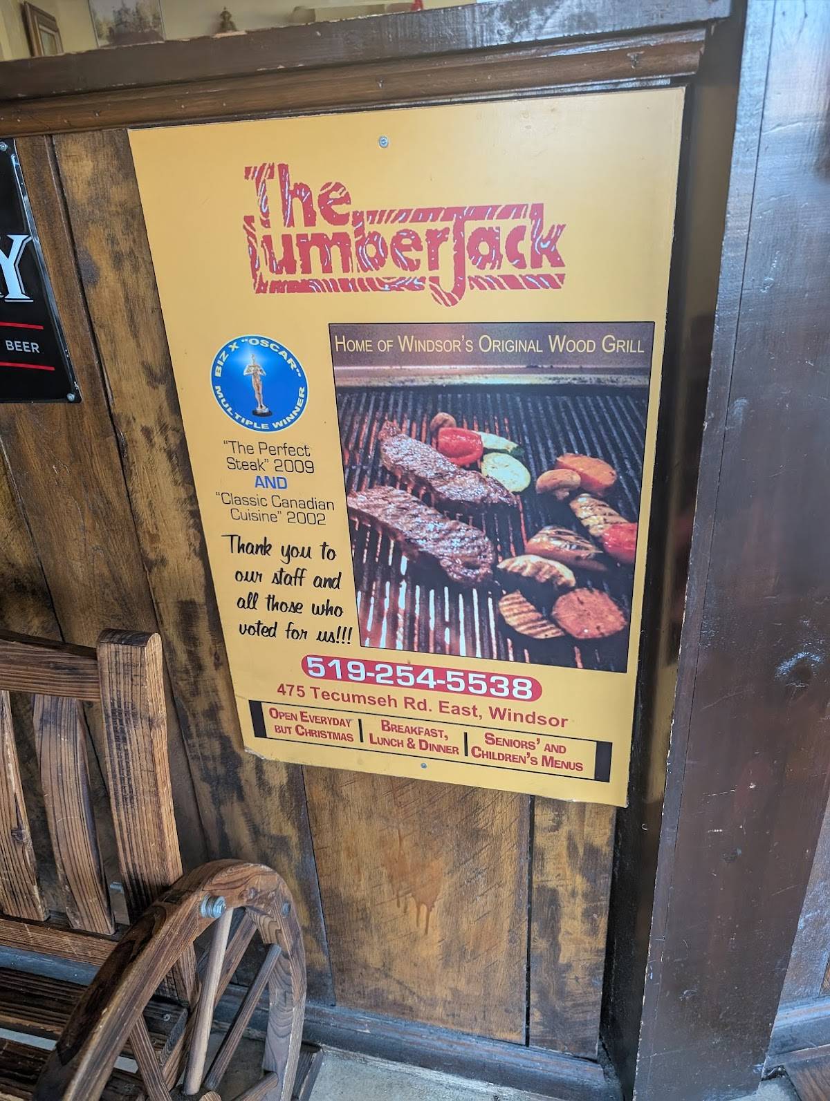 Menu at The Lumberjack Restaurant, Windsor