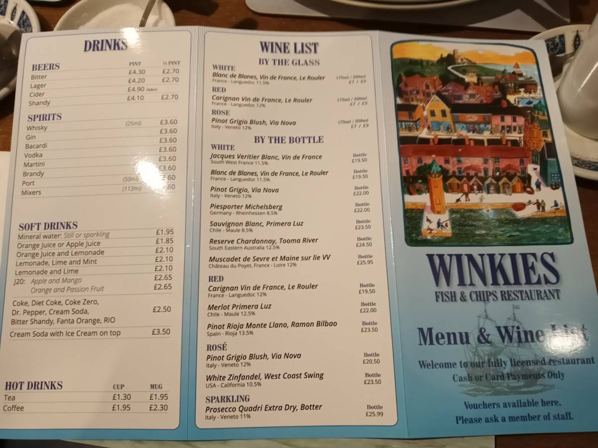 Menu at Winkies fast food, Brightlingsea