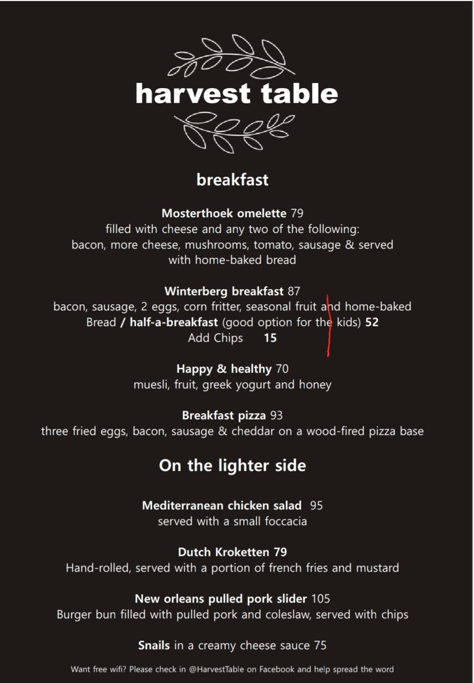 Menu at Winterberg Mountain Inn & Harvest Table Bistro pub & bar, South ...